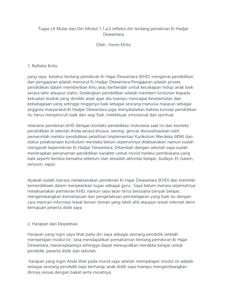 Tugas LK Mulai Dari Diri Modul 1 | PDF