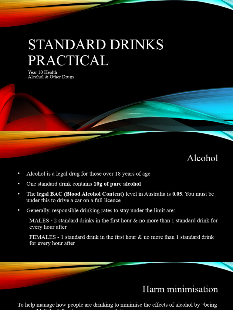Standard Drinks Practical | PDF | Drink | Alcoholic Beverages