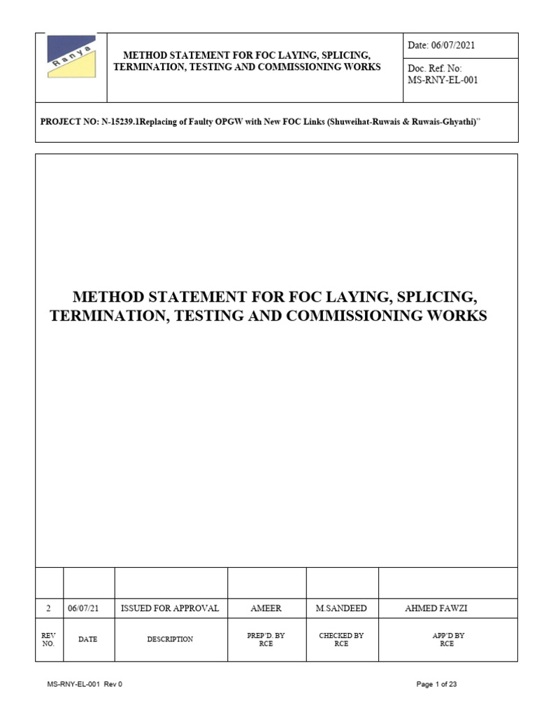 MS For FOC Laying, Splicing, Termination, Testing and Commissioning ...