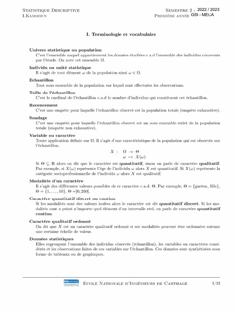 Cours Stat Descriptive2 | PDF