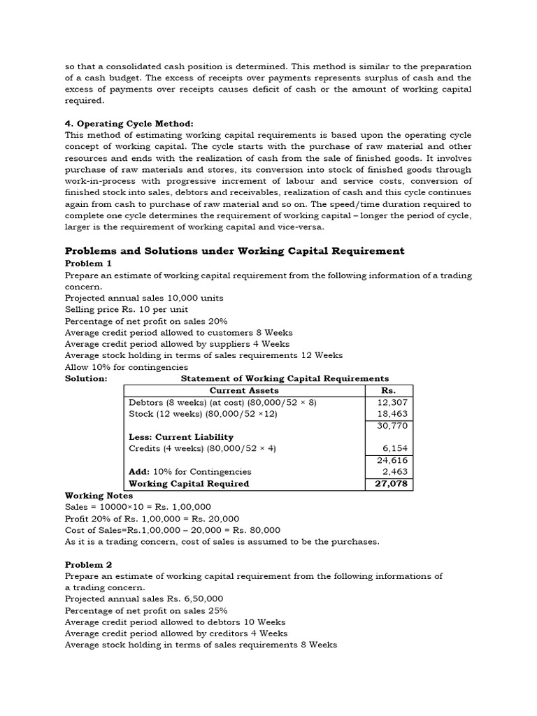 Working Capital Practical Questions | PDF | Working Capital | Finance ...