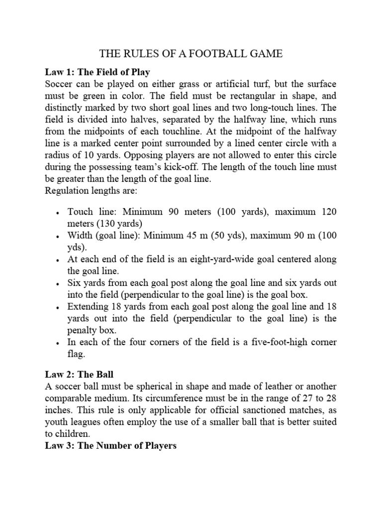 The Rules of A Football Game | PDF | Sports | Sports Rules And Regulations