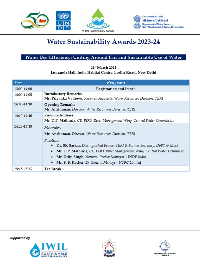 3rd Water Sustainability Awards Ceremony | PDF