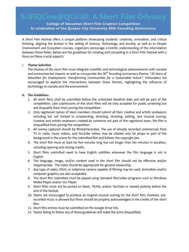 SciFiQCine Short Film Guidelines | PDF