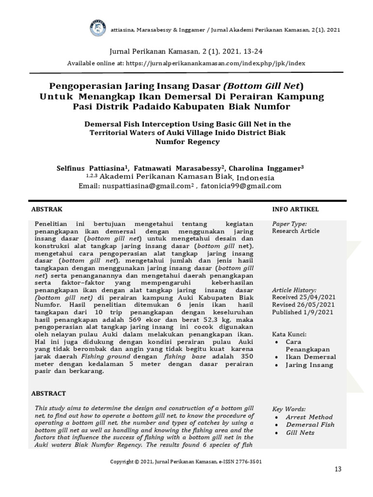 Penangkapan Ikan Demersal dengan Jaring Insang | PDF