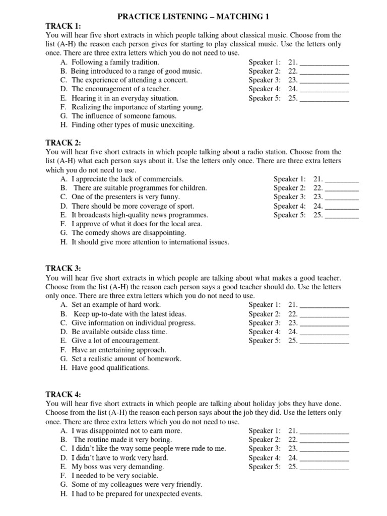 Listening - Matching | PDF