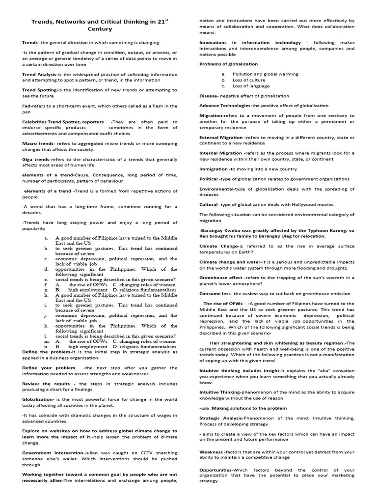TNCT Reviewer 3RD Quarter | PDF | Greenhouse Effect | Globalization
