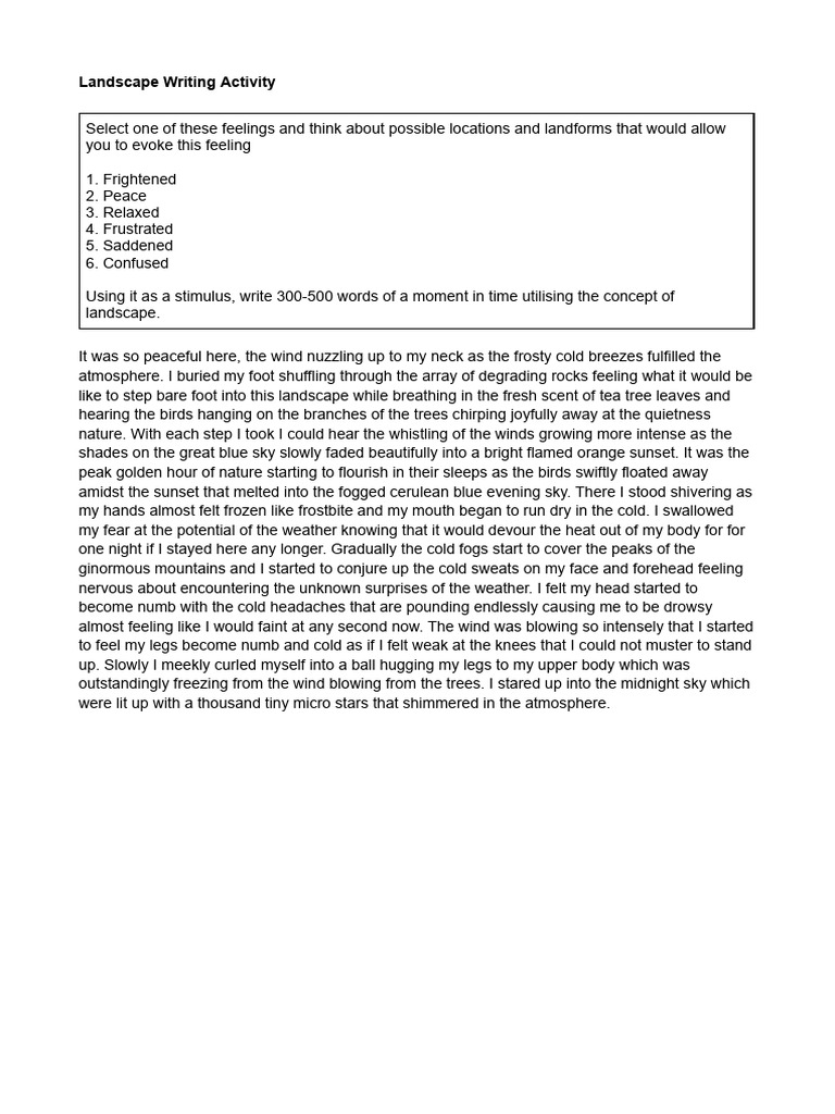 Kitty Trinh - Landscape Writing Activity | PDF