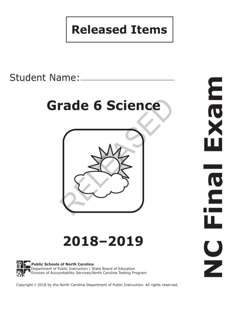 2018 2019 Ncfe Science Grade 6 Released Form 12.9.19.ws | PDF | Earth ...