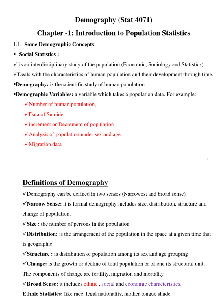 Demography ch1,2 &3 Updated | PDF | Demography | Census