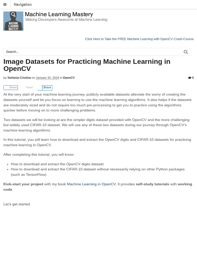 Image Datasets For Practicing Machine Learning in OpenCV | PDF ... Image Datasets For Practicing Machine Learning in OpenCV | PDF ...