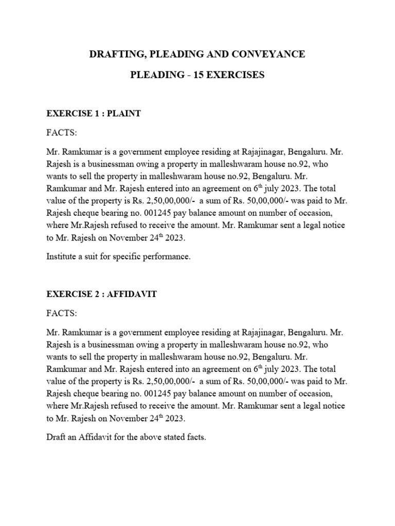 PLEADINGS 15 EXERCISES | PDF