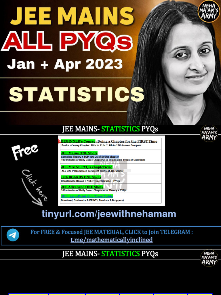 Statistics JEE (Main) 2024 | PDF | Variance | Mean