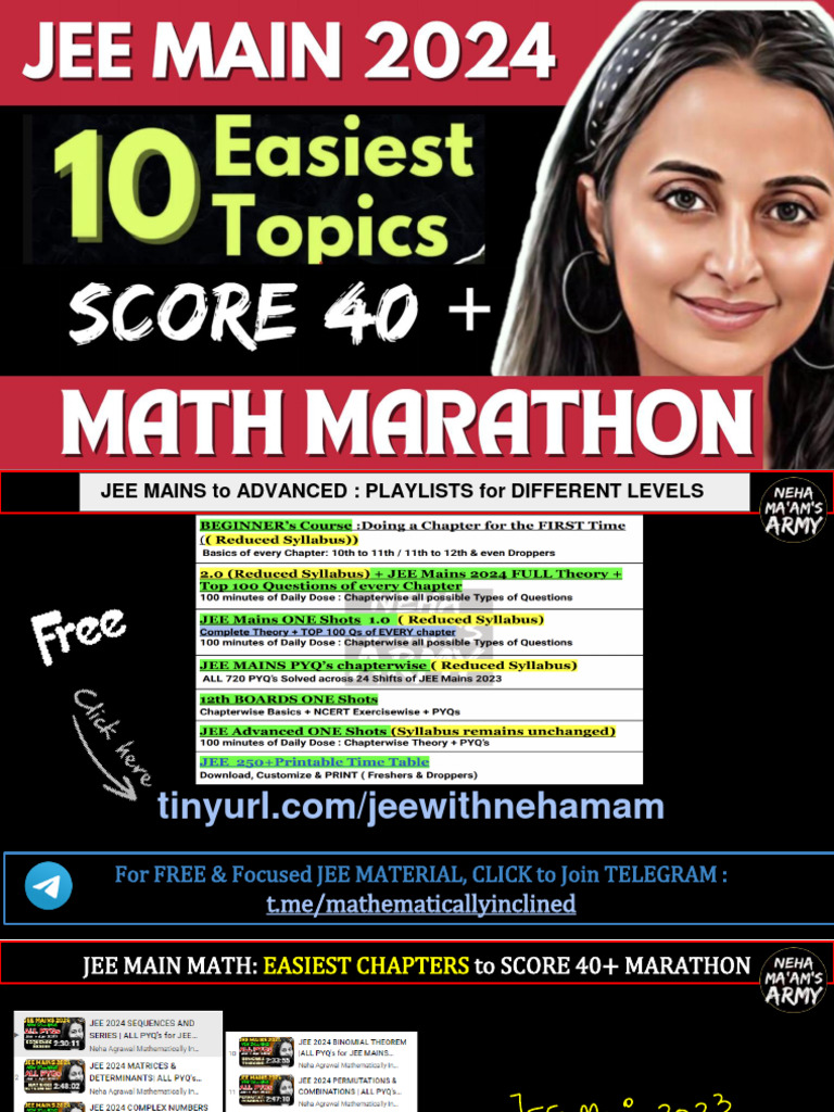 JEE Main Math: Easy Scoring Chapters | PDF | Equations | Quadratic Equation