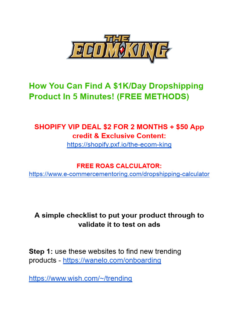 How You Can Find A $1K-Day Dropshipping Product in 5 Minutes | PDF How You Can Find A $1K-Day Dropshipping Product in 5 Minutes | PDF