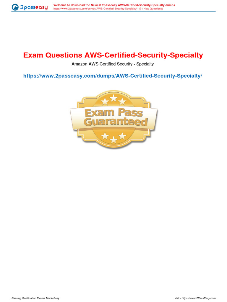 Amazon Passleader Aws-Certified-Security-Specialty PDF Exam 2023-Jul-02 ...