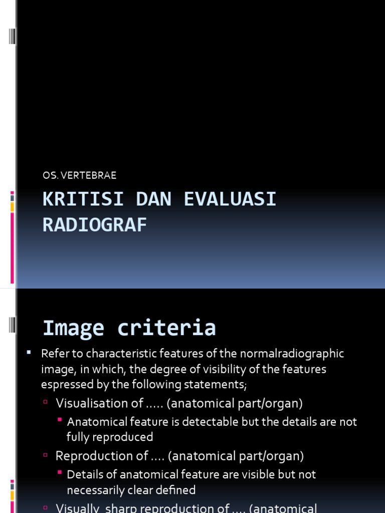 Kritisi Dan Evaluasi Radiograf Vertebrae | PDF