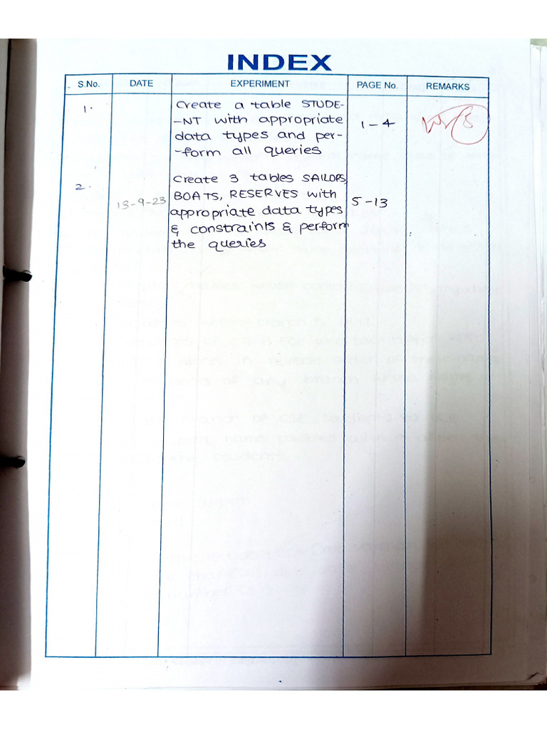 Dbms Experiment 2 Record Pdf