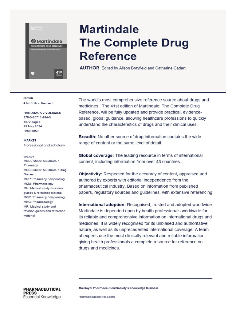 Martindale 41st-Edition 9780857114846-1 | PDF | Pharmacy | Pharmacology