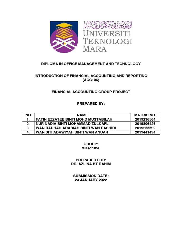Financial Accounting Group Project Report | PDF | Debits And Credits ...