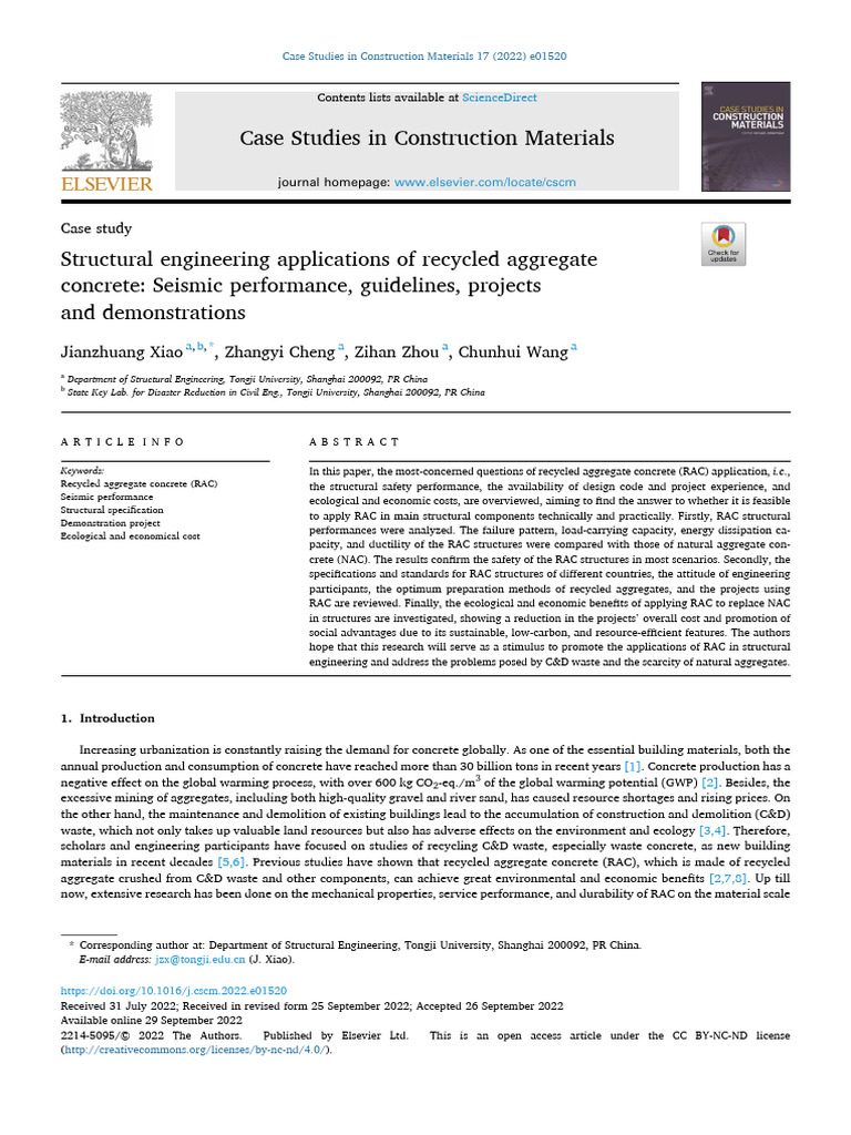 Structural Engineering Applications of Recycled Aggregate | PDF ...