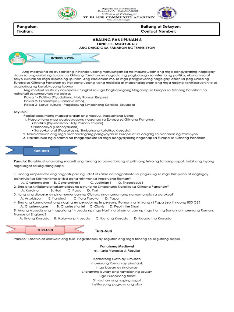 Ap Grade 8 Module 6 2nd Quater New | PDF