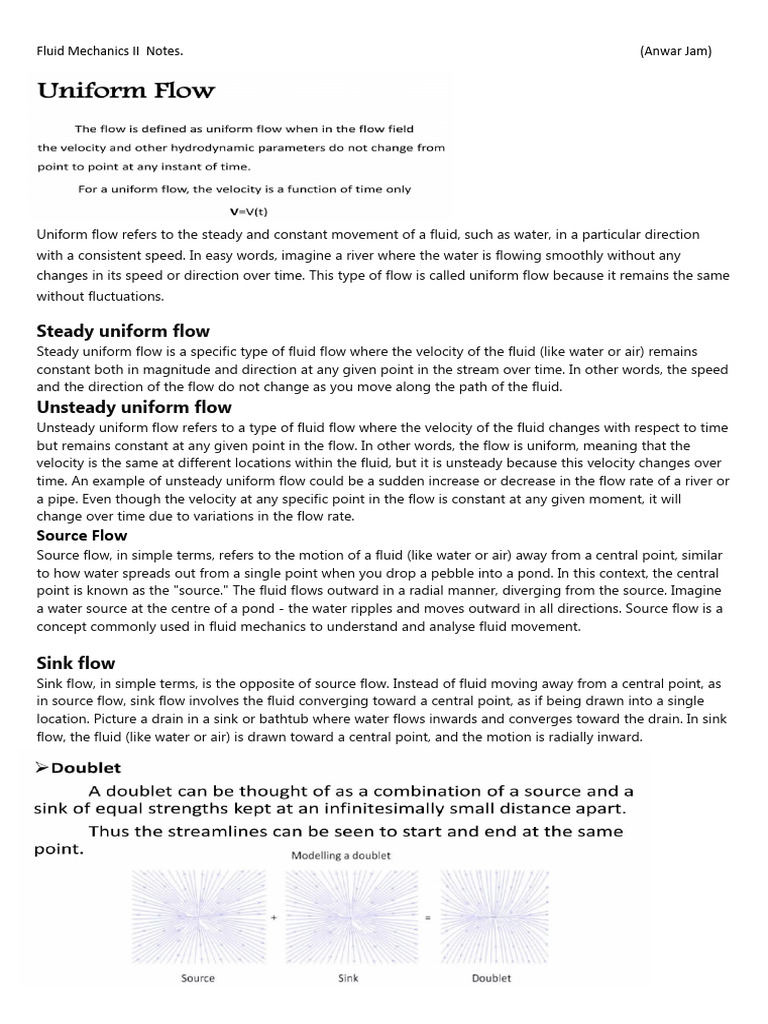 Uniform flow refers to the steady and constant movement of a fluid | PDF
