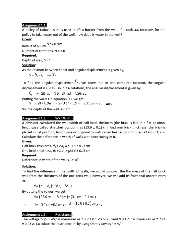 Physics Assignments: Calculations & Solutions | PDF | Acceleration | Momentum