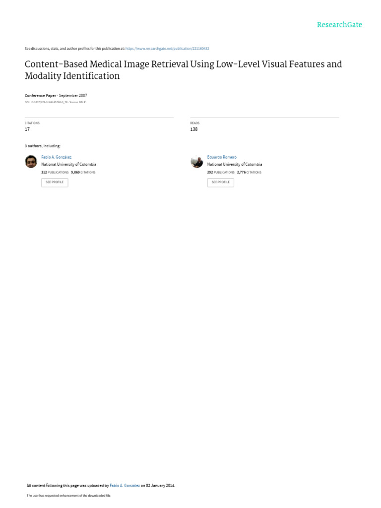 Content-Based Medical Image Retrieval Using Low-Le | PDF | Statistical ...