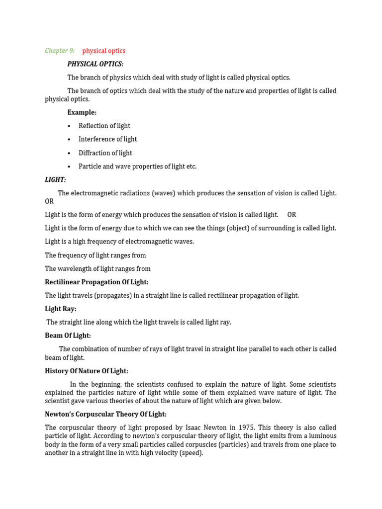 Chapter 9 Optics Download Free Pdf Diffraction Light