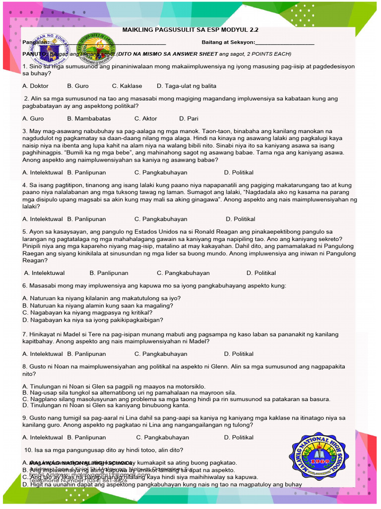 Assessment in Esp | PDF