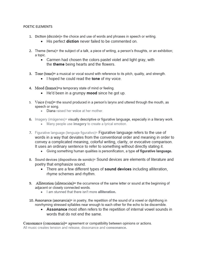 Poetic Elements | PDF | Poetry | Metre (Poetry)