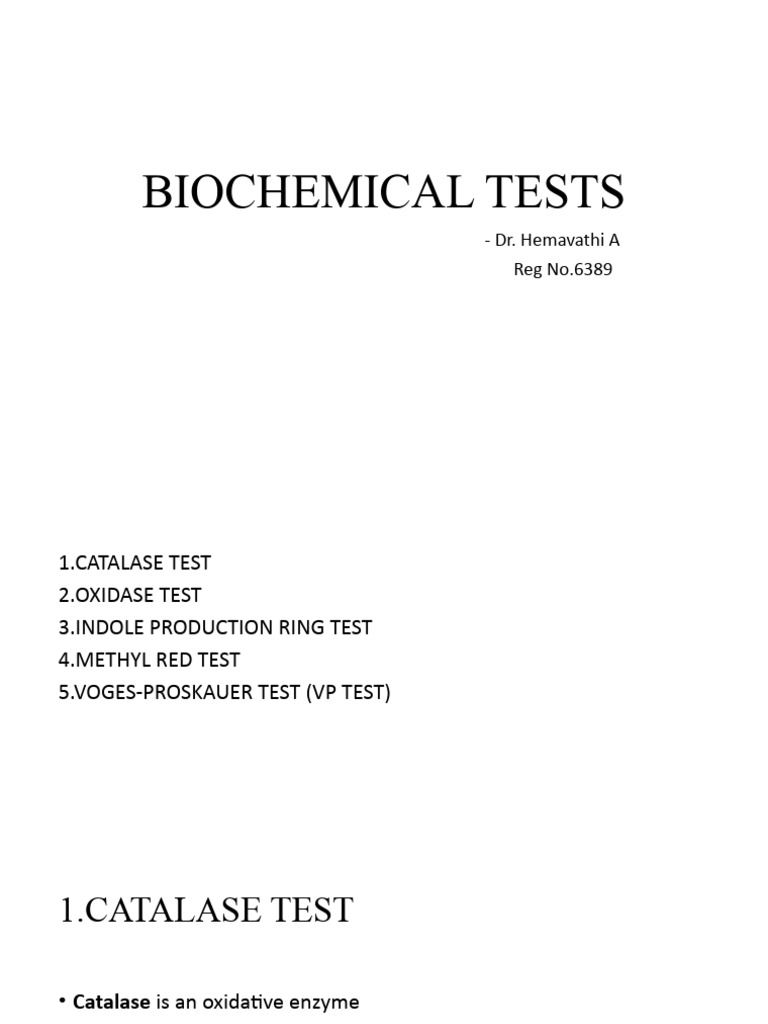 Biochemical Tests | PDF | Catalase | Chemistry