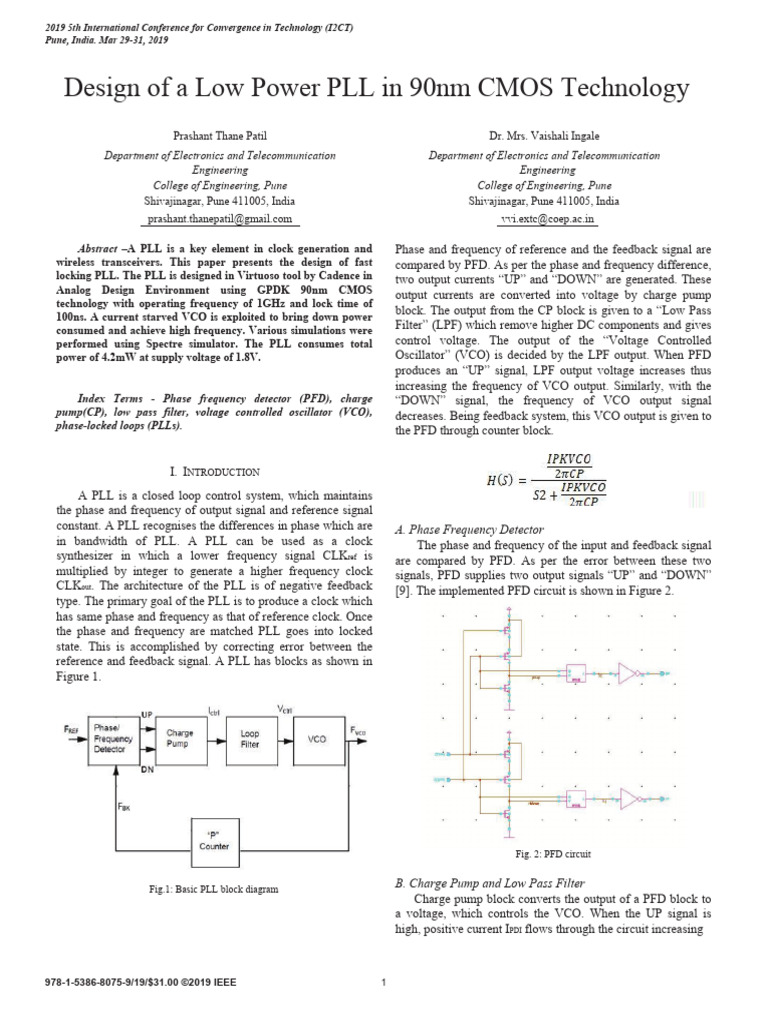 Design of LOW POWER PLL IN 90nm | PDF | Electronics | Electrical Circuits