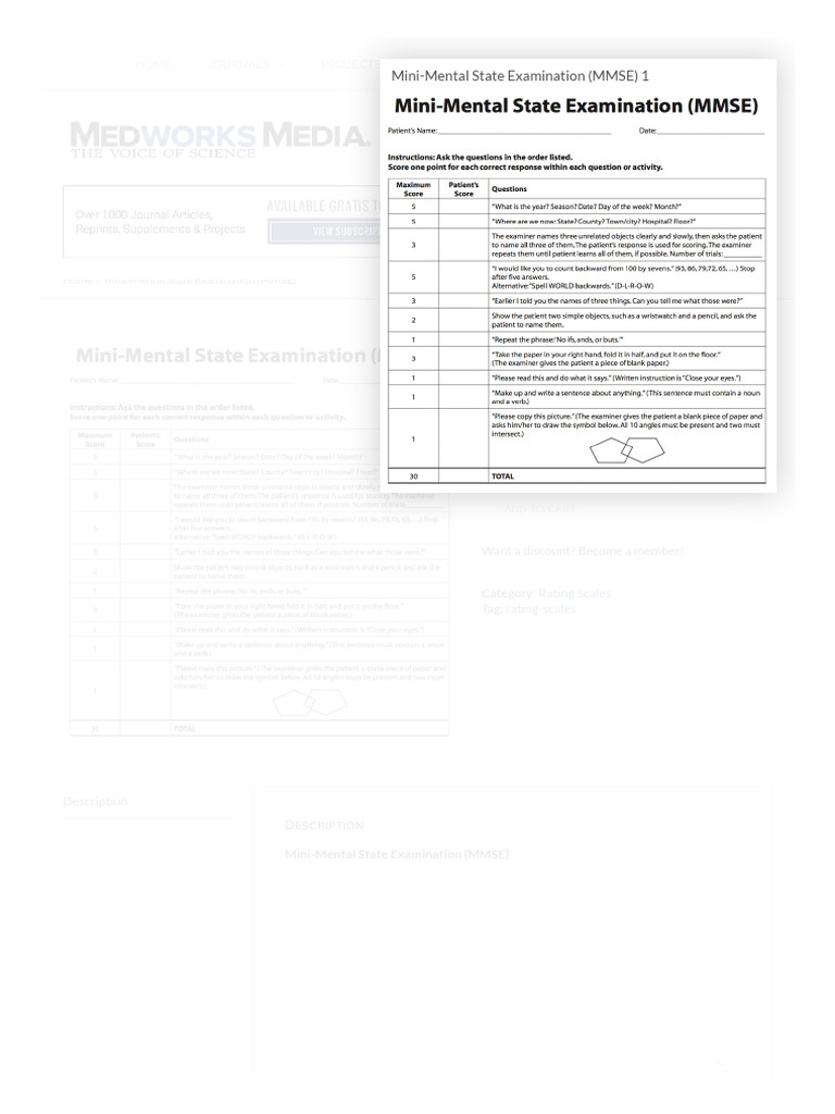 Mini-Mental State Examination (MMSE) - MedWorks Media | PDF | Human ...