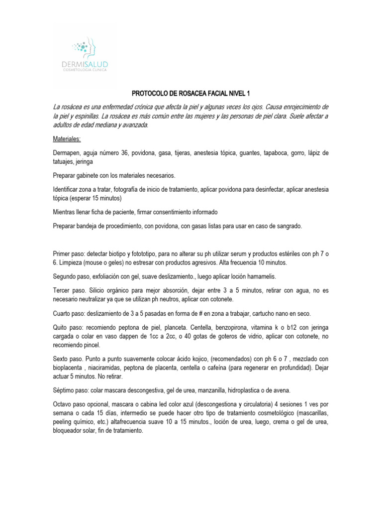 Protocolo Rosacea Nivel 1 | PDF