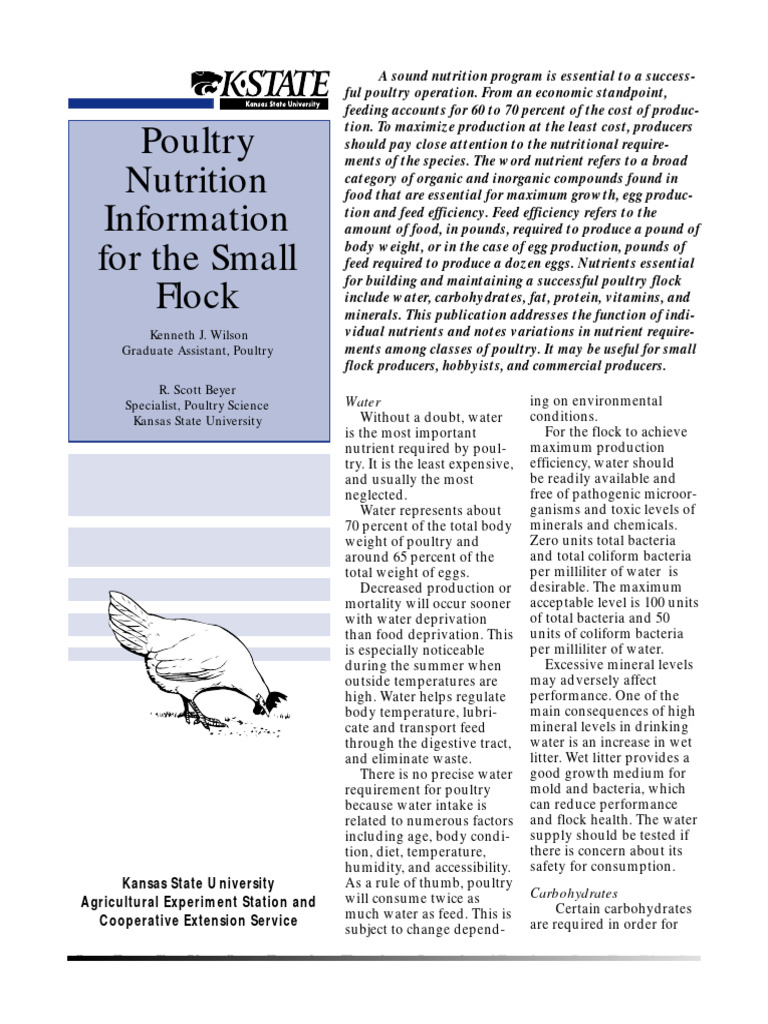 Poultry Nutrition Information For The Small Flock | PDF | Fat | Nutrition