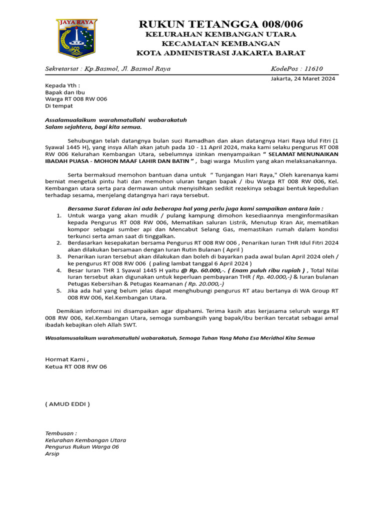 Edaran THR - 2024 | PDF | Griya & Taman