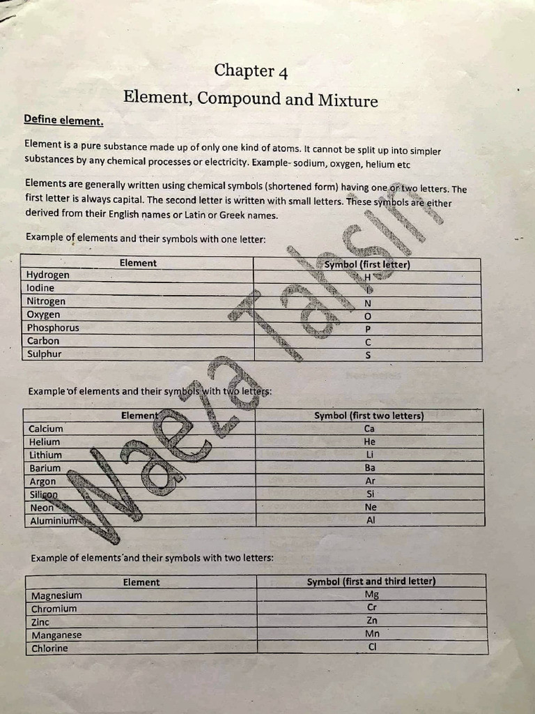 Chem CCH Elements, Compounds, Mixtures | PDF | Chemical Elements | Chemical Substances