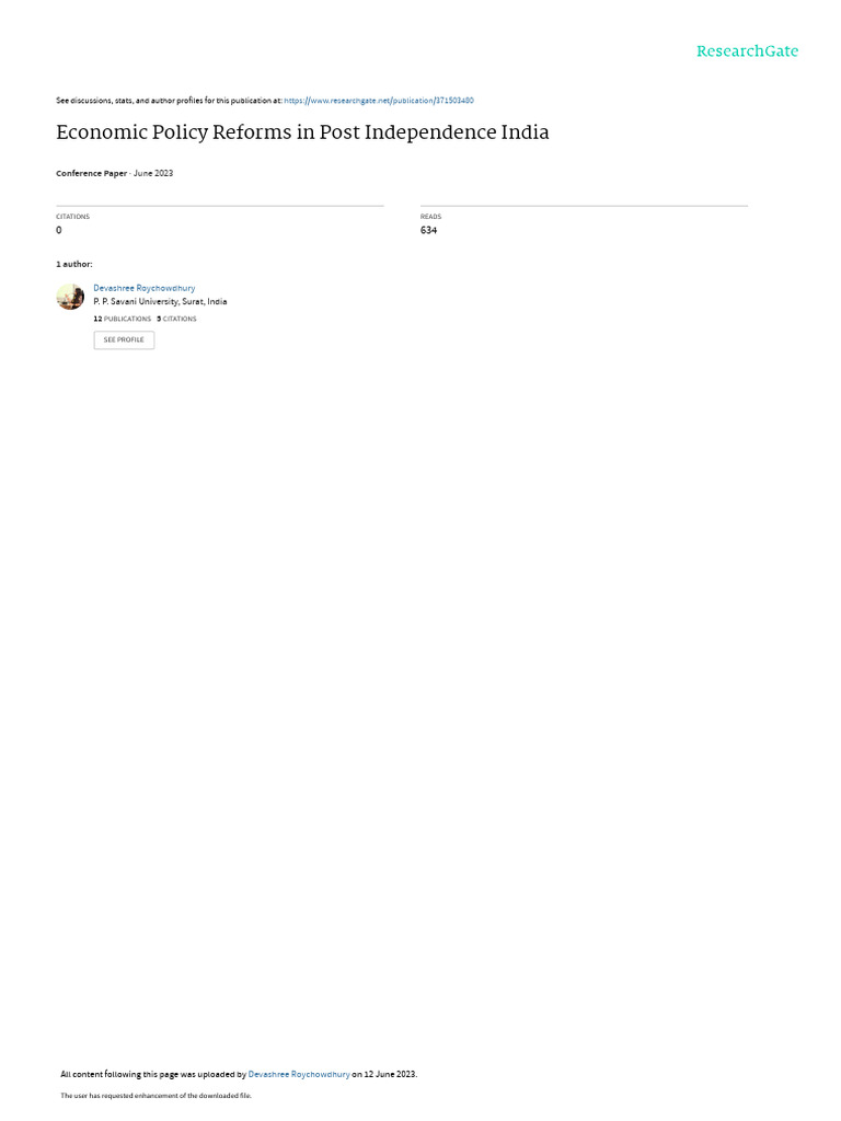 Economic Reforms in Post-Independence India | PDF | Taxes | Economic Growth