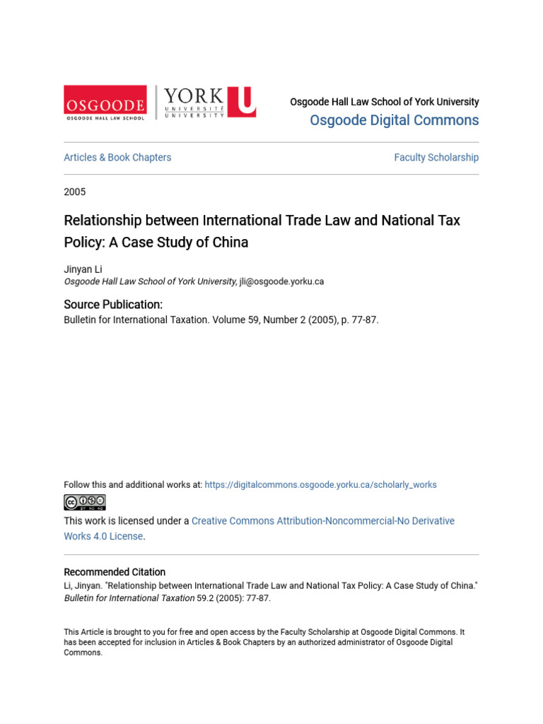Trade Law and China's Tax Policy Analysis | PDF | World Trade ...