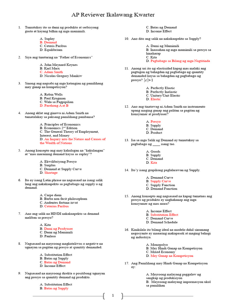 AP Quiz Reviewer | PDF