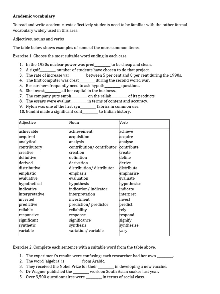 Seminar XI - Academic Vocabulary | PDF | Concept | Vocabulary
