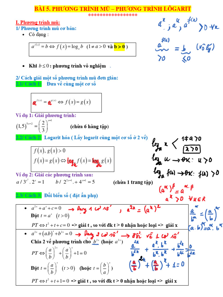 Bài 5. Phương Trình Mũ - Phương Trình Lôgarit - 12a2 - 4.12 | PDF