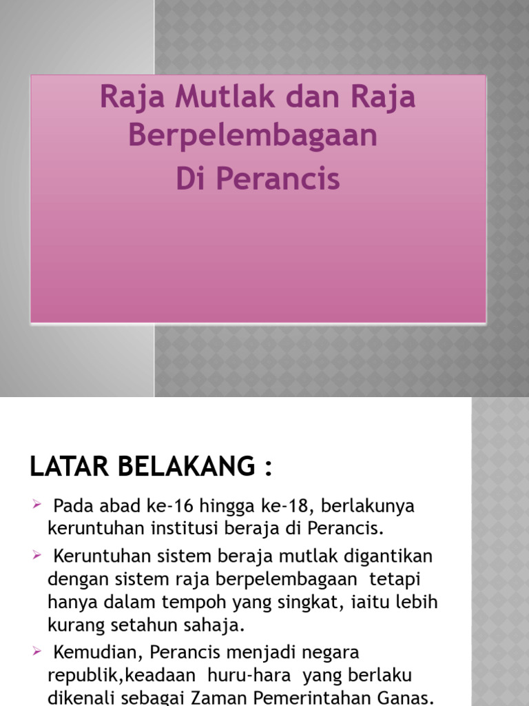 2.2.1 Raja Mutlak Dan Raja Perlembagaan Perancis | PDF