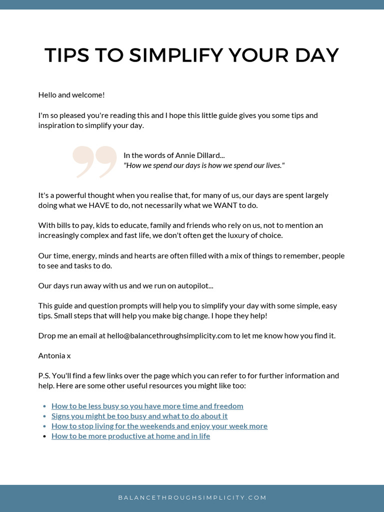 Tips to Simplify Your Day v.2 | PDF