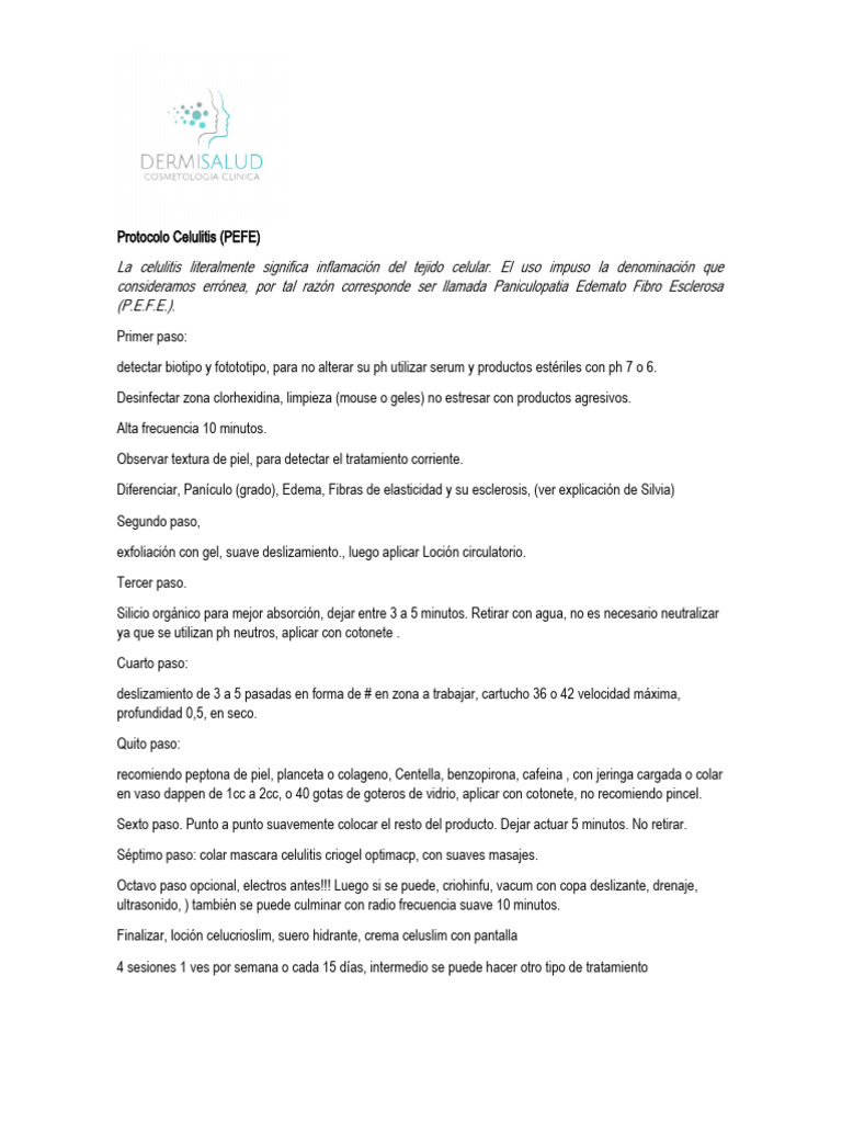 Protocolo PEFE: Tratamiento Celulitis | PDF