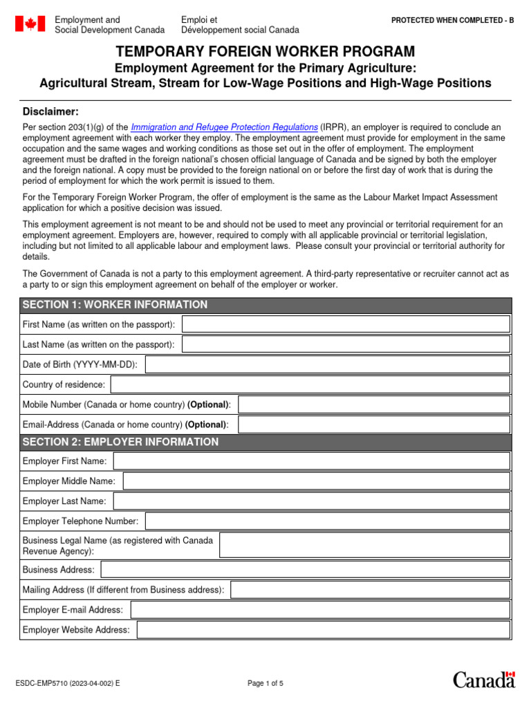 Esdc-Emp5710 054158 | PDF | Employment | Occupational Safety And Health