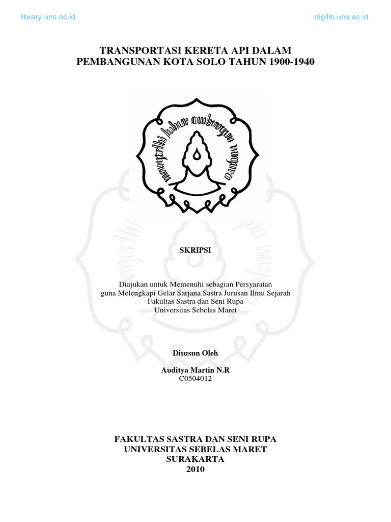 Transportasi Kereta Api Dalam Pembangunan Kota Solo Tahun 1900-1940 | PDF