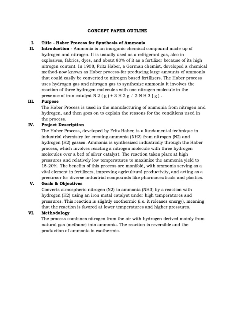 Concept Paper Outline | PDF | Ammonia | Hydrogen